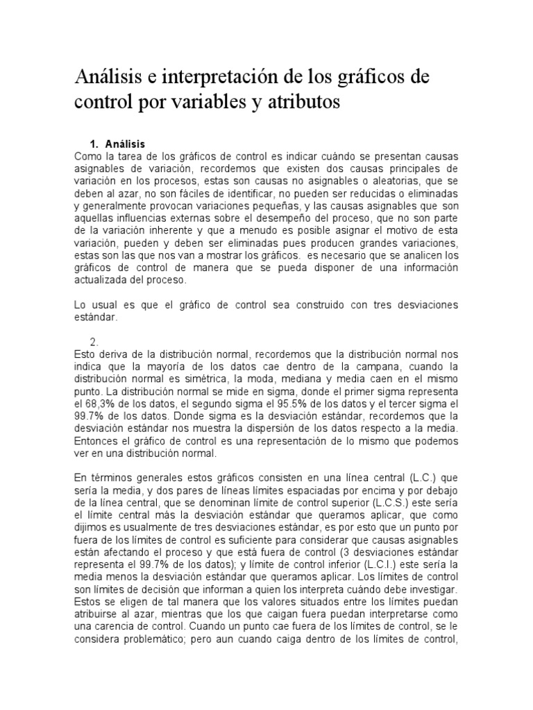 Análisis e Interpretación de Los Gráficos de Control Por Variables y Atributos | PDF ...