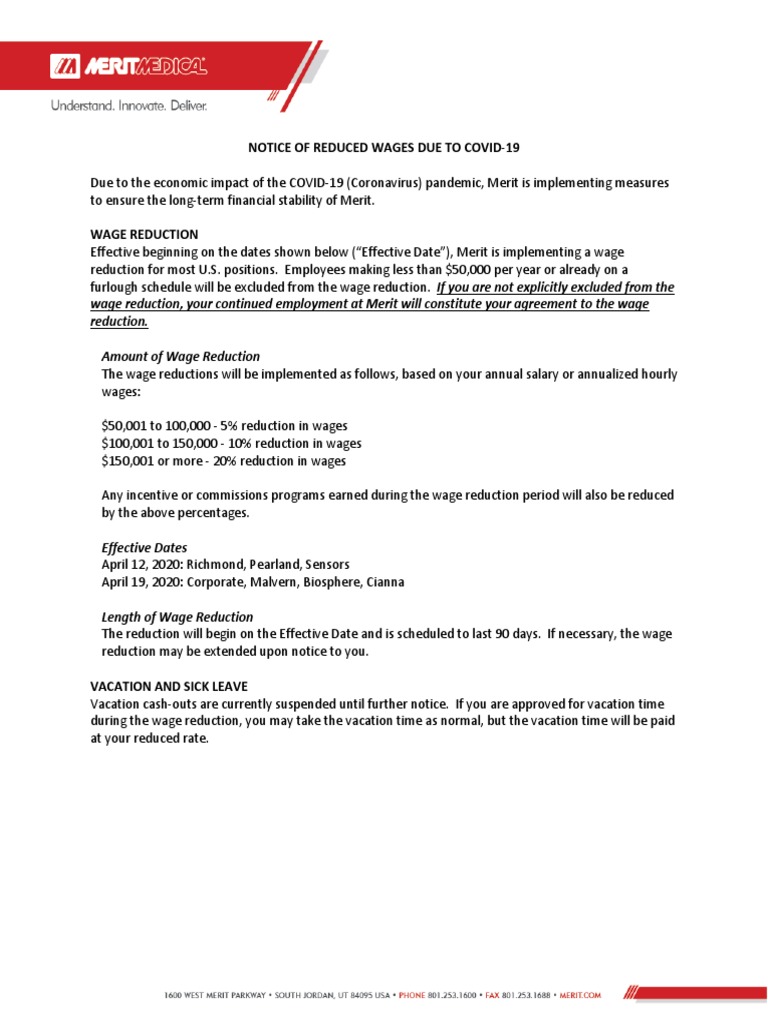 Notice of Reduced Wages Due To Covid-19 | PDF | Payroll | 401(K)