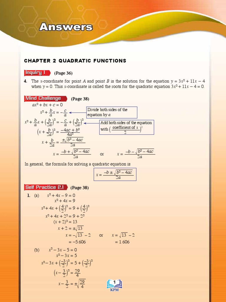 F4 Textbook Answer C2 (ENG) | PDF | Quadratic Equation | Length