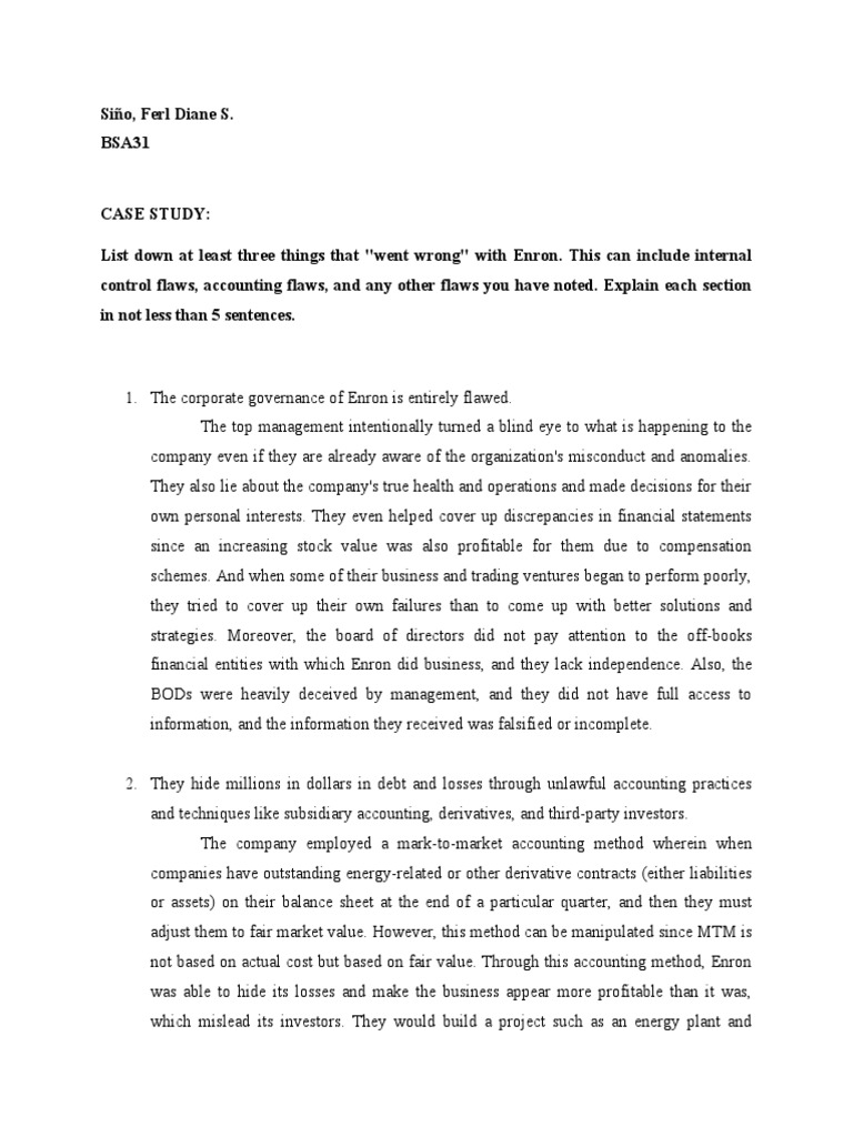 Case Study Enron | PDF | Audit | Enron