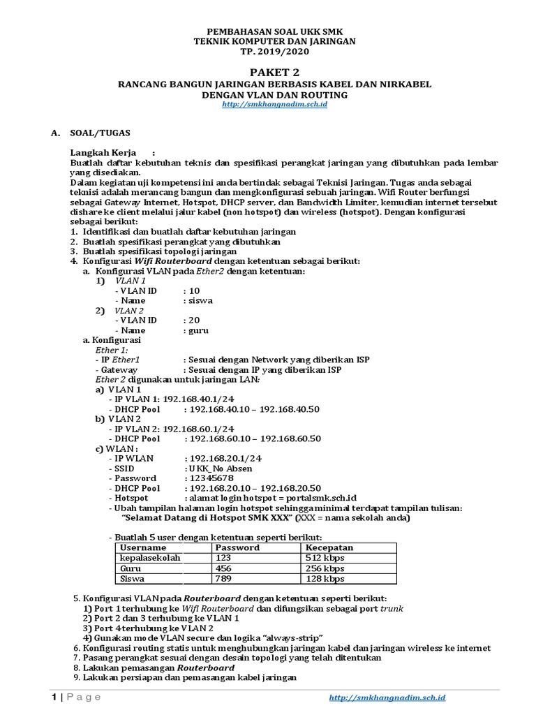 Pembahasan Peket 2 Ukk TKJ 2020 | PDF | Griya & Taman | Komputer