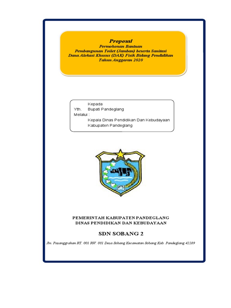 Contoh PROPOSAL DAK Tahun 2020 | PDF