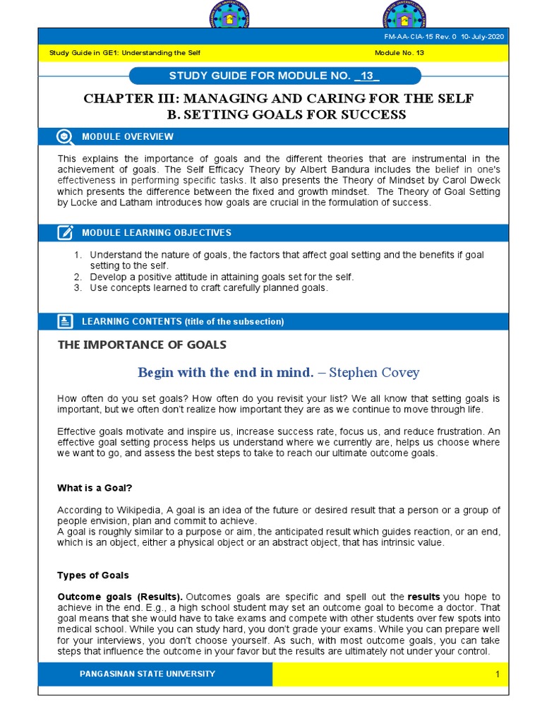 Setting Goals for Personal Success | PDF | Self Efficacy | Goal