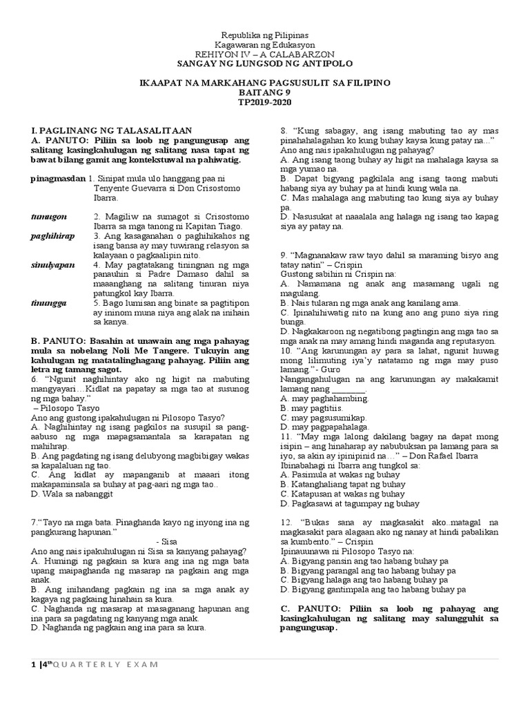 G9 FIL. 4th QT | PDF