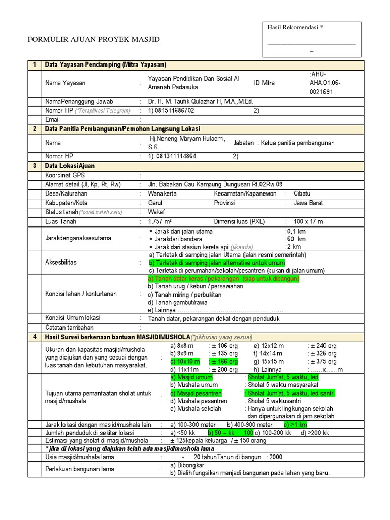 Formulir Ajuan Masjid | PDF