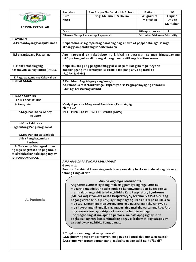 Exemplar Sanaysay | PDF