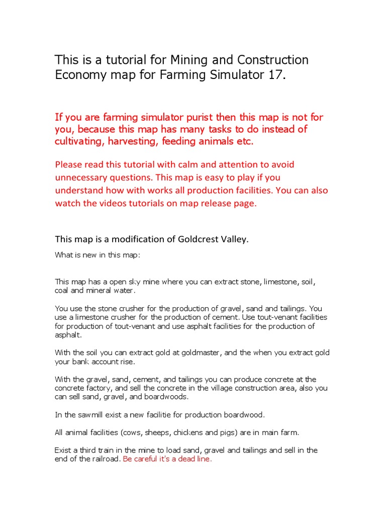 Mining & Construction Economy FS17 Guide | PDF | Asphalt | Mining