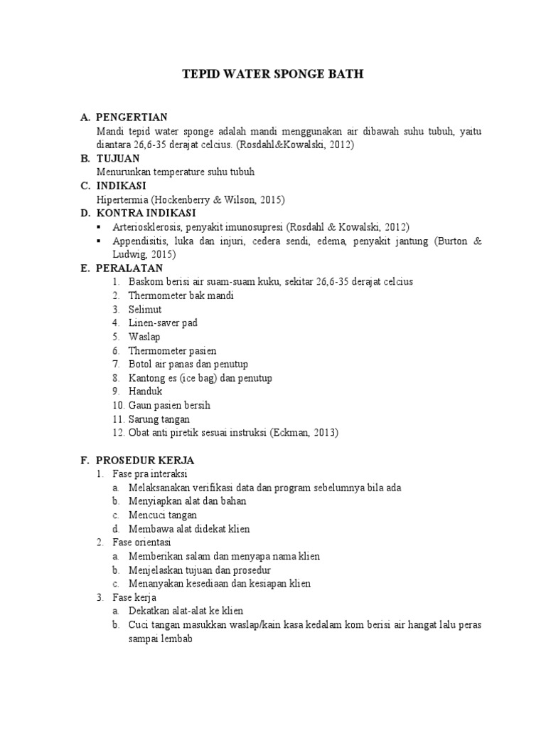 LP Tepid Water Sponge Bath | PDF | Griya & Taman | Kesehatan Holistik
