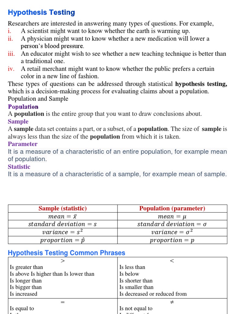 Hypothesis Testing Introduction | PDF | Statistical Hypothesis Testing ...