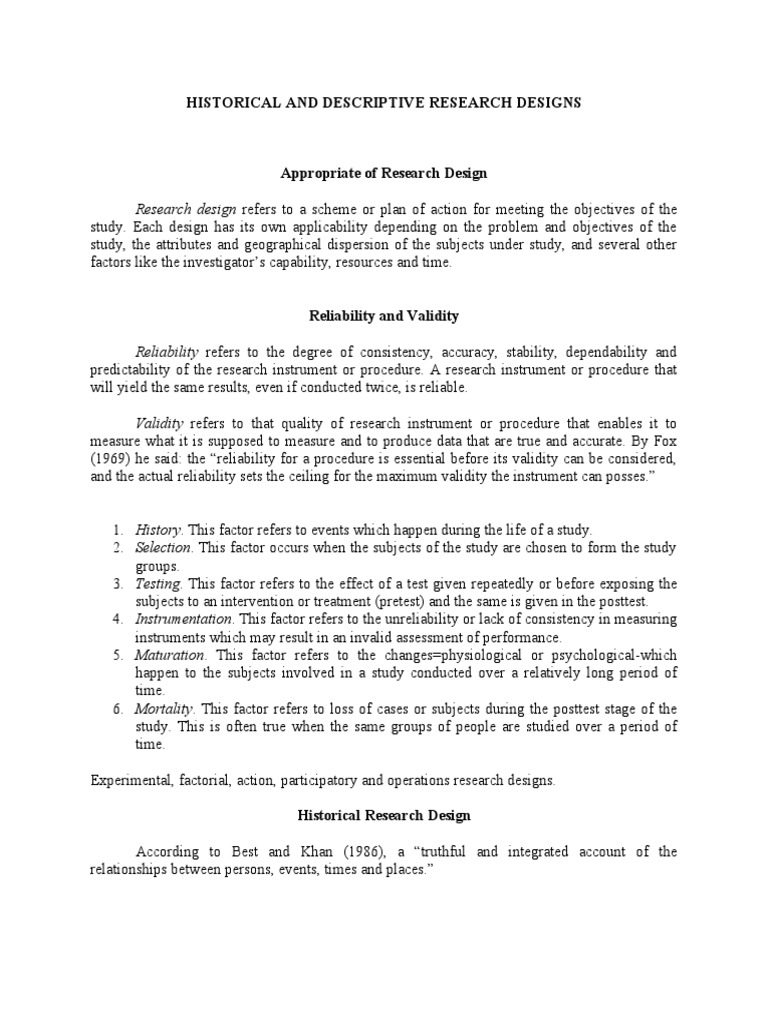 Historical Research Design Overview | PDF | Validity (Statistics ...