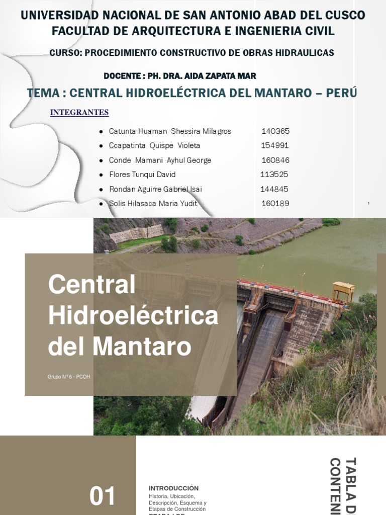Central Hidroelectrica de Mantaro | PDF | Hidroelectricidad | Represa