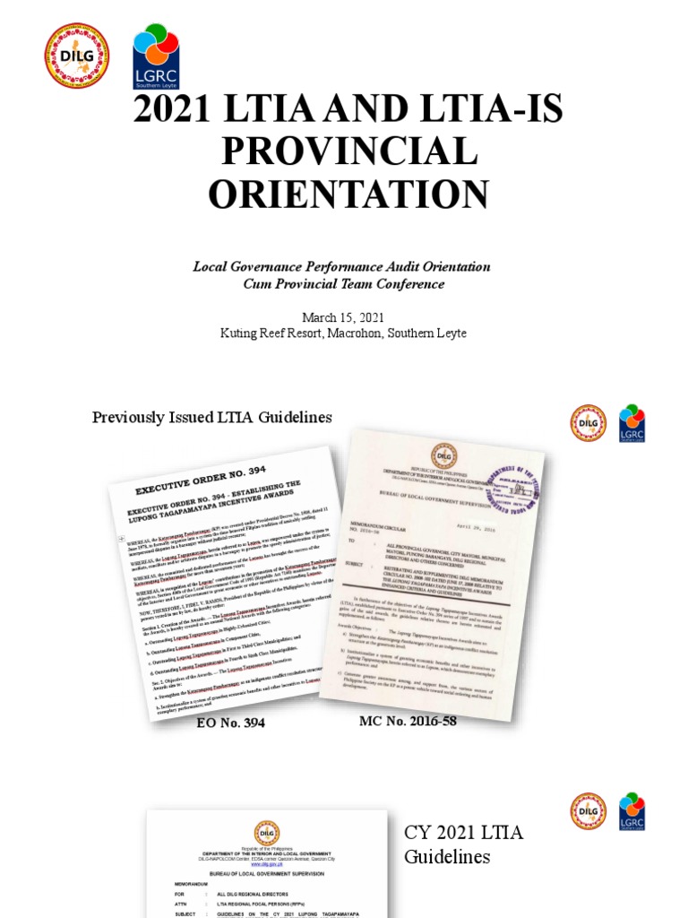 2021 LTIA AND LTIA-IS Prov Orientation | PDF | Performance Appraisal ...