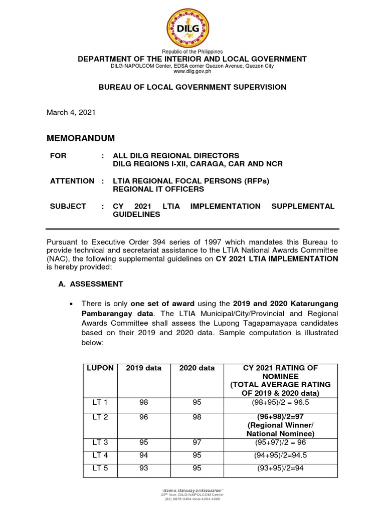 2021 LTIA Implementation Guidelines | PDF | Filename | Government