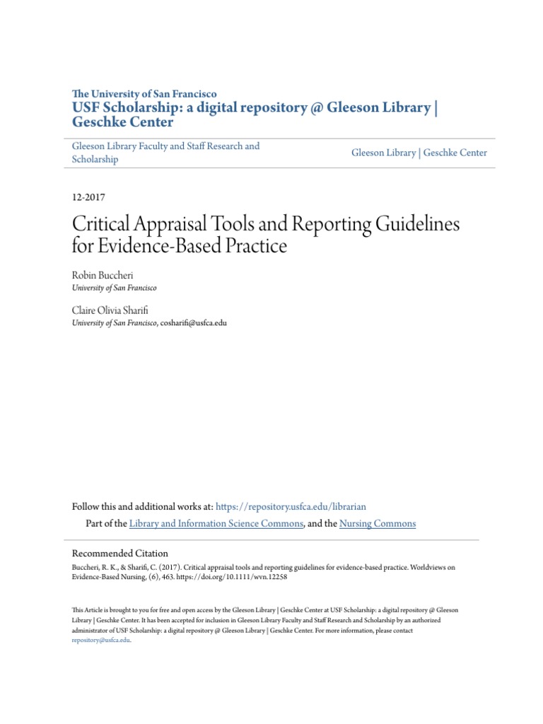 Critical Appraisal Tools and Reporting Guidelines For Evidence-Ba | PDF ...