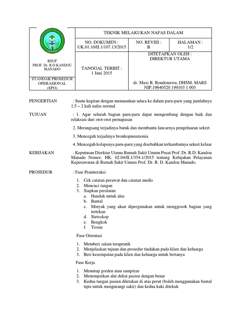 SOP Teknik Nafas Dalam | PDF