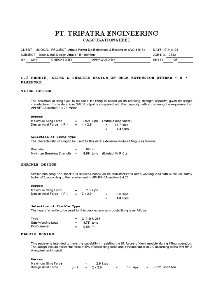 Pt. Tripatra Engineering: Calculation Sheet | PDF | Structural Load ...