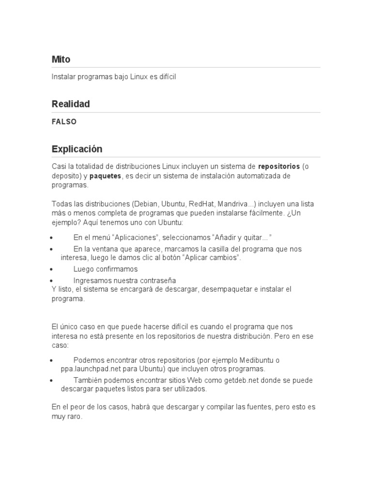 Instalacion de Aplicaciones Bajo Linux | PDF | Distribución de Linux ...