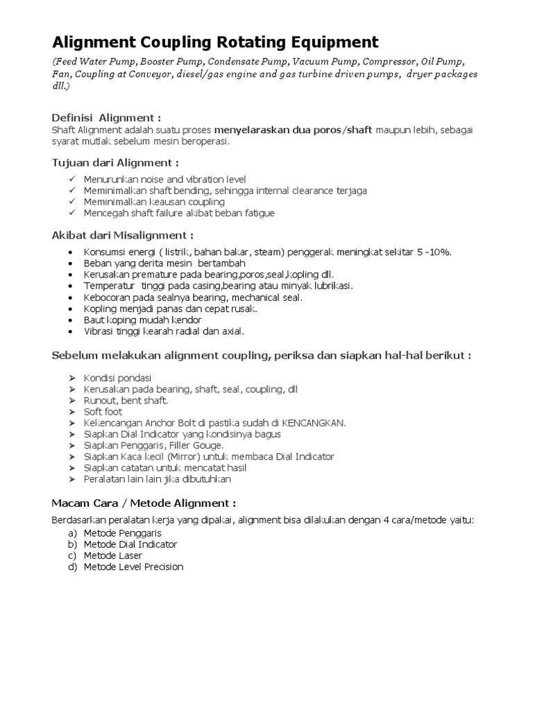 Alignment Coupling Rotating Equipment | PDF