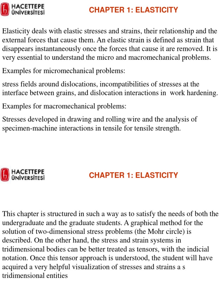 Chapter 1-Elasticity | PDF | Deformation (Engineering) | Stress (Mechanics)