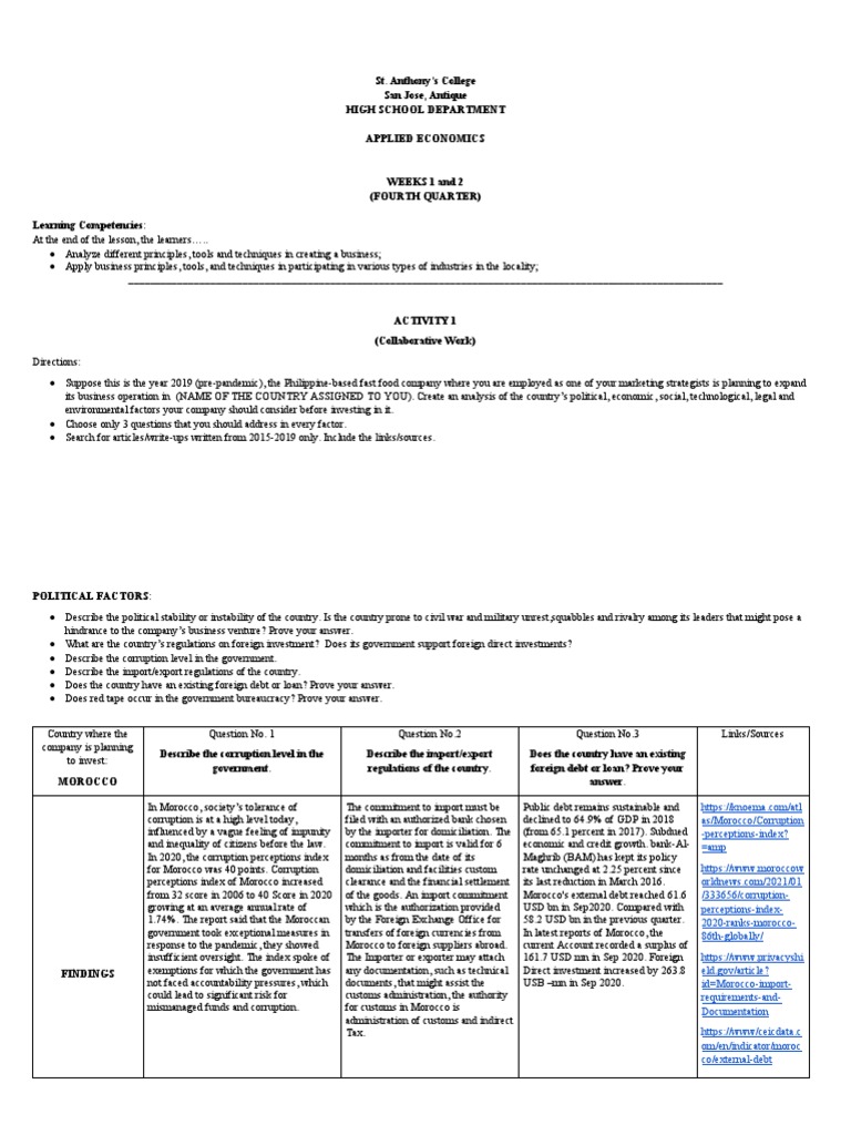 Activity 1 - Morocco | PDF | Air Pollution | Morocco