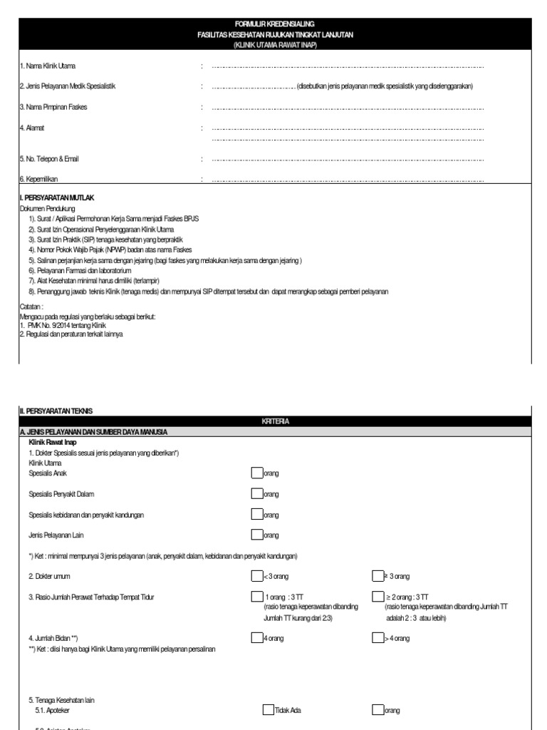 Self-Assesment Klinik Utama Rawat Inap | PDF