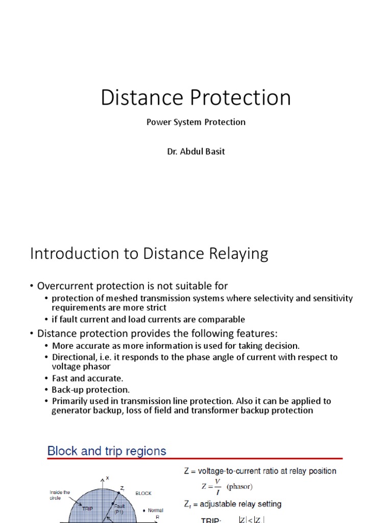 Distance Protection | PDF | Relay | Electrical Impedance