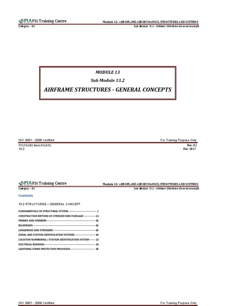 Sub Module 13.2 Airframe Structures - General Concepts | PDF | Fuselage | Aircraft
