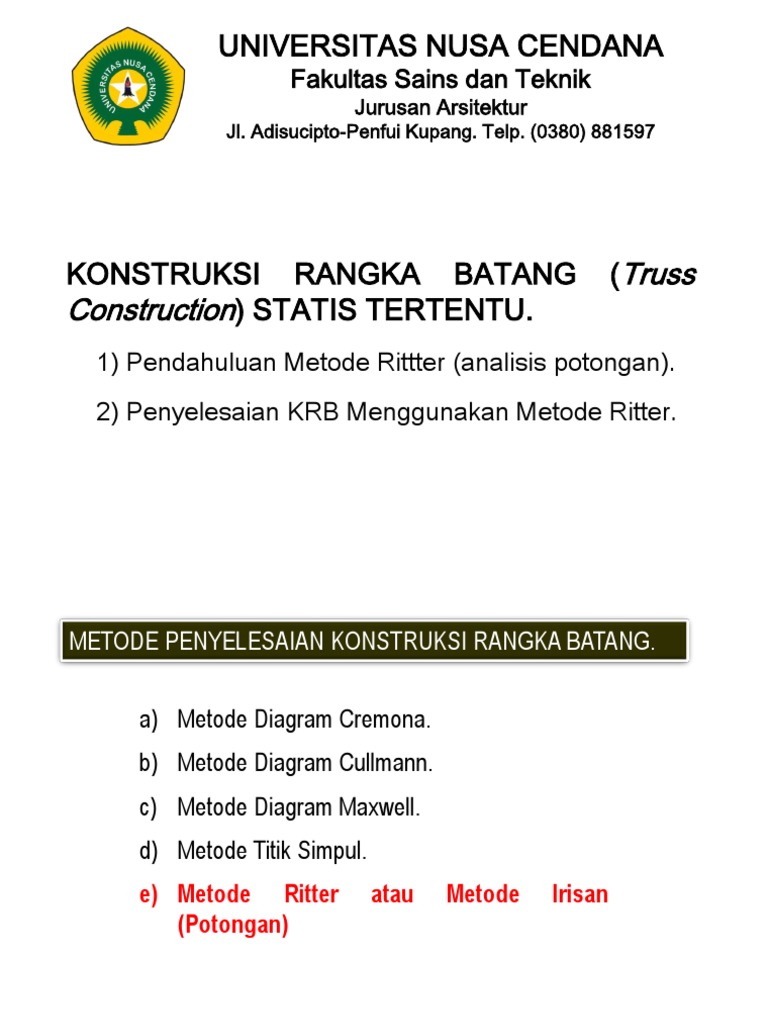 Metode Ritter dalam Konstruksi Rangka | PDF