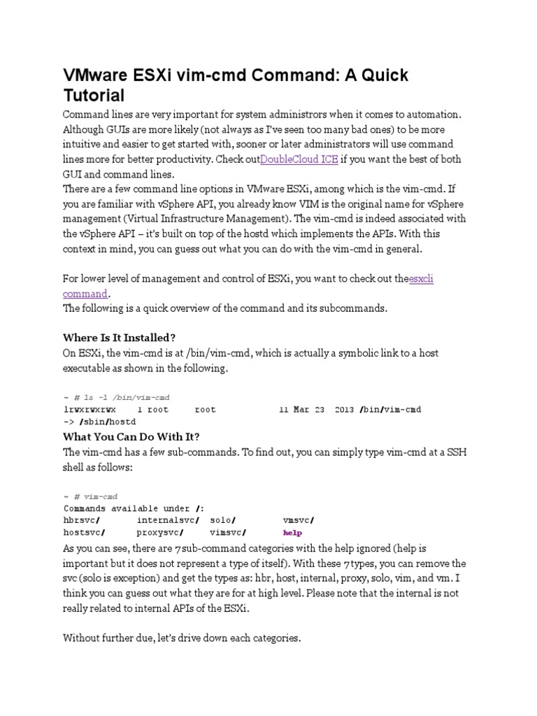 Quick Tutorial For Vim-Cmd Commands | PDF | Operating System Technology | Information Technology ...