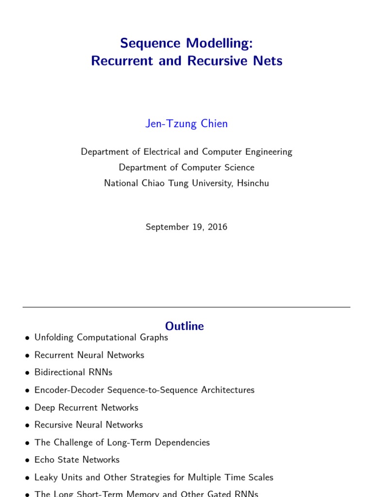 Ch10 Sequence Modelling Recurrent And Recursive Nets Pdf Artificial Neural Network Deep