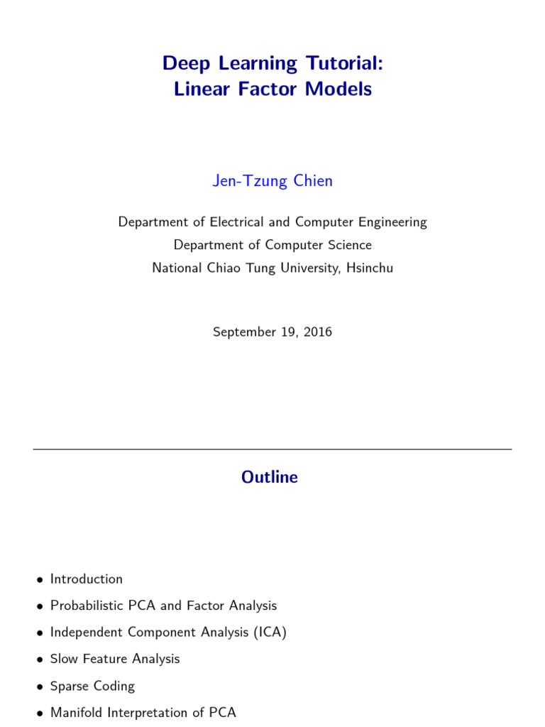 Ch13 Linear Factor Models Pdf Principal Component Analysis Factor Analysis