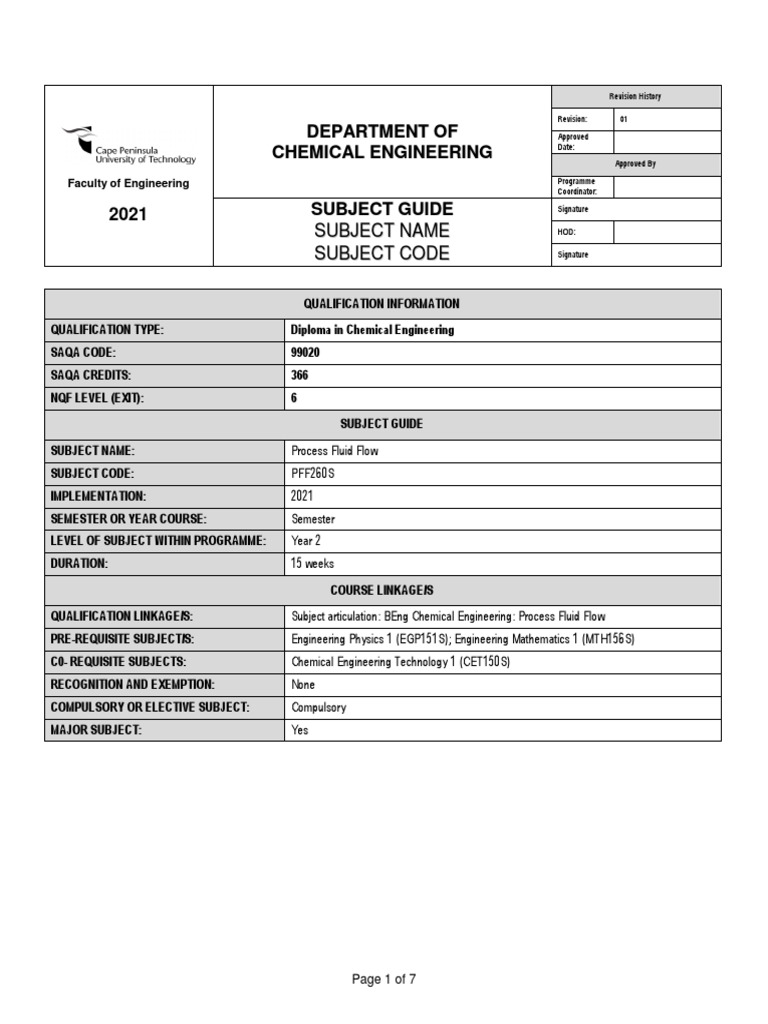 Study Guide (Process Fluid Flow 2021) | PDF | Fluid Dynamics ...