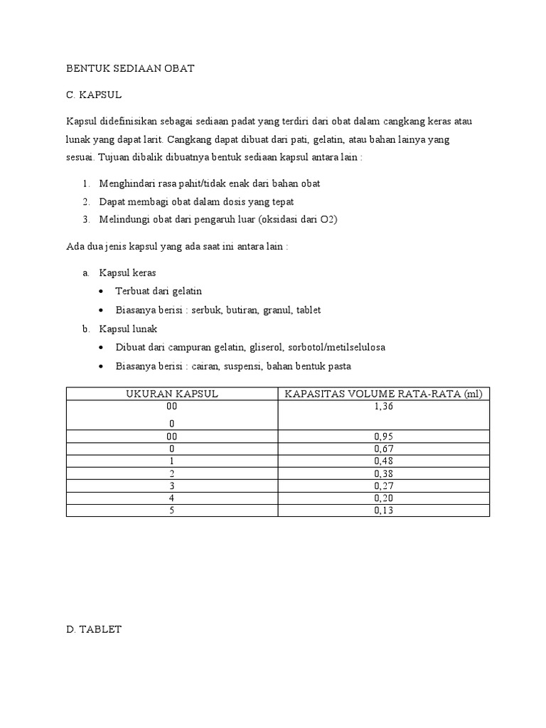 Jenis dan Bentuk Sediaan Tablet | PDF