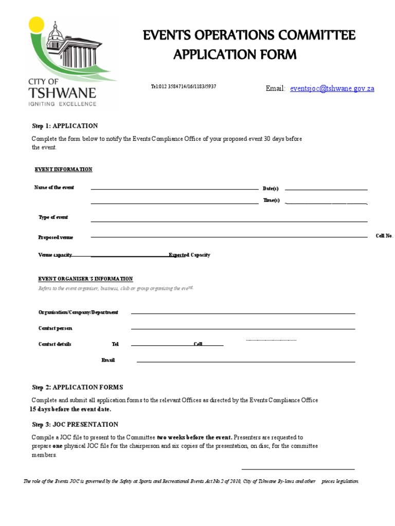 Events Operations Committee: Application Form | PDF
