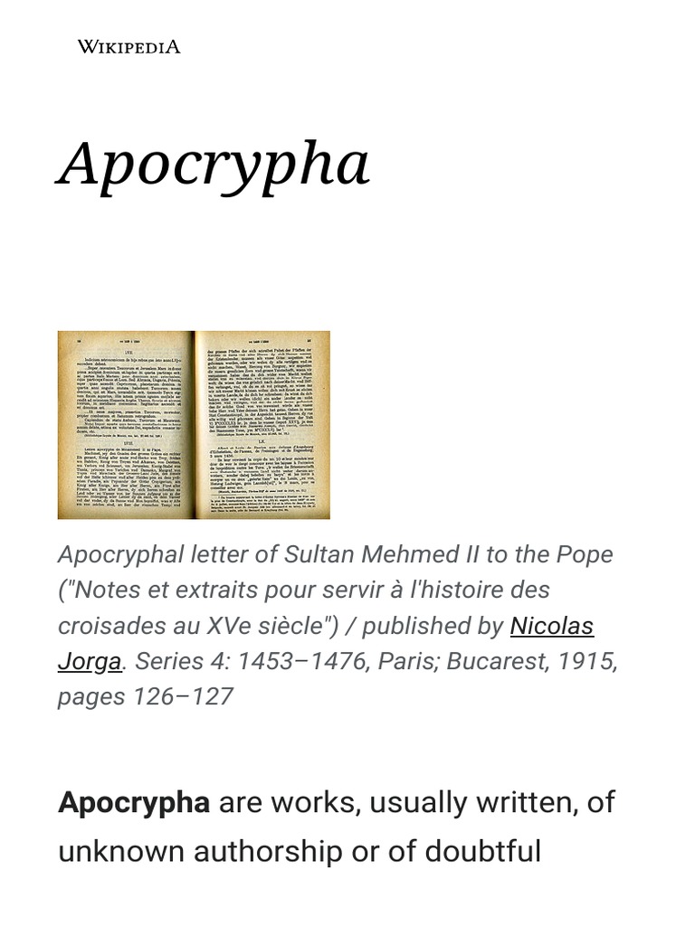 Apocrypha - Wikipedia | PDF | Apocrypha | Biblical Canon