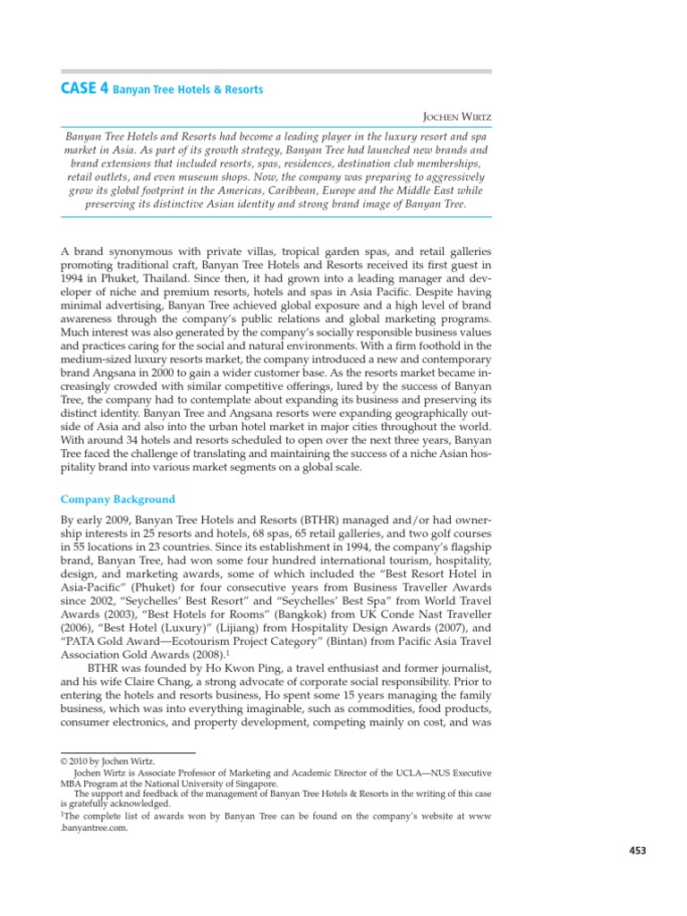 Case - Banyan Tree | PDF | Brand | Hotel