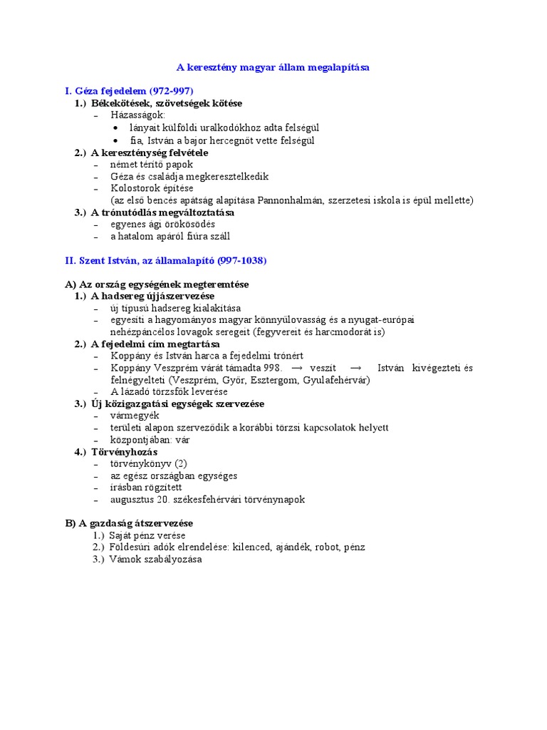 Államalapítás 1 | PDF