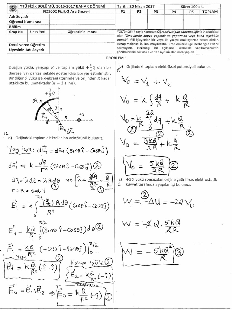 Fizik2 1 Vize Cevap Anahtari | PDF
