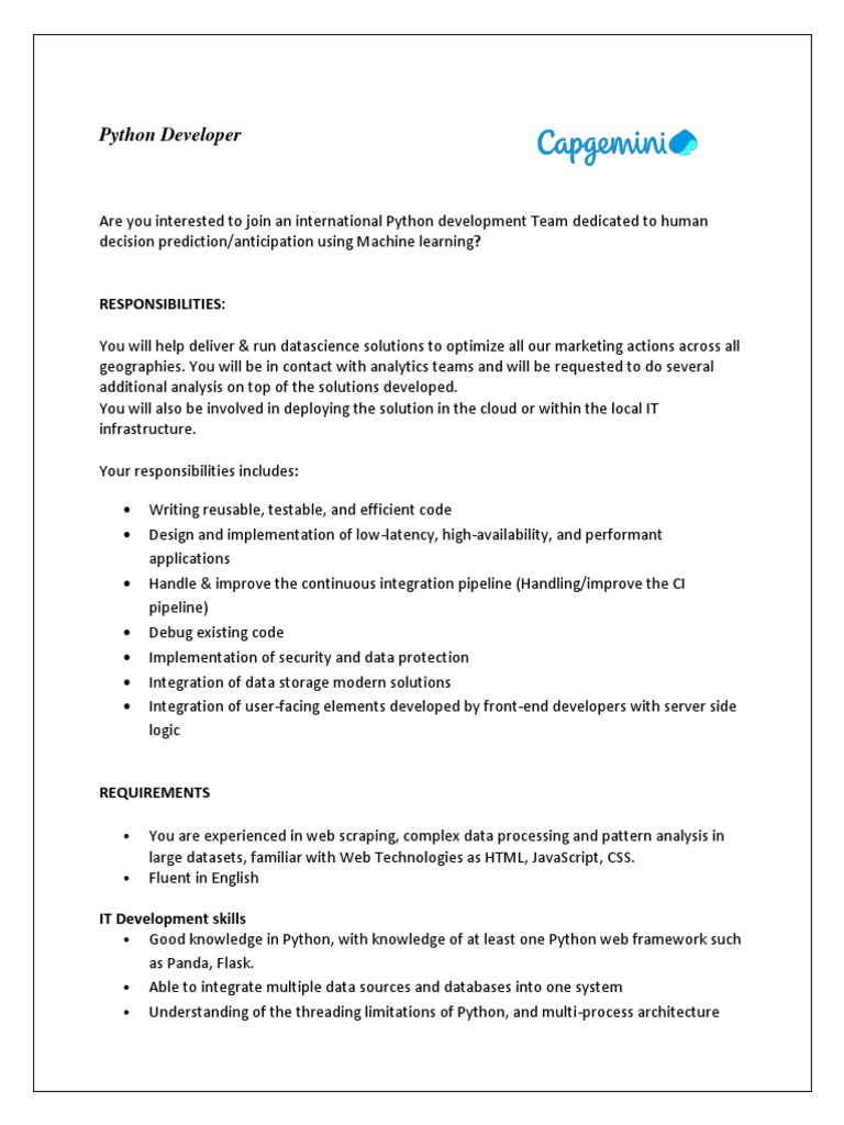 JD Python Developer | PDF