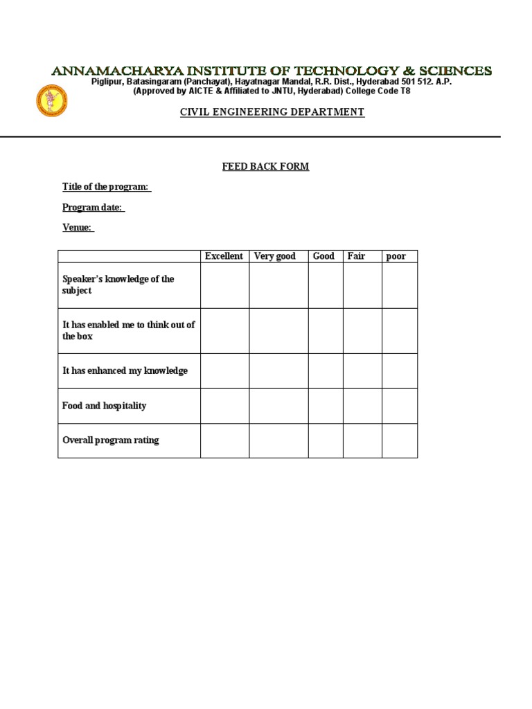 Feed Back Form | PDF