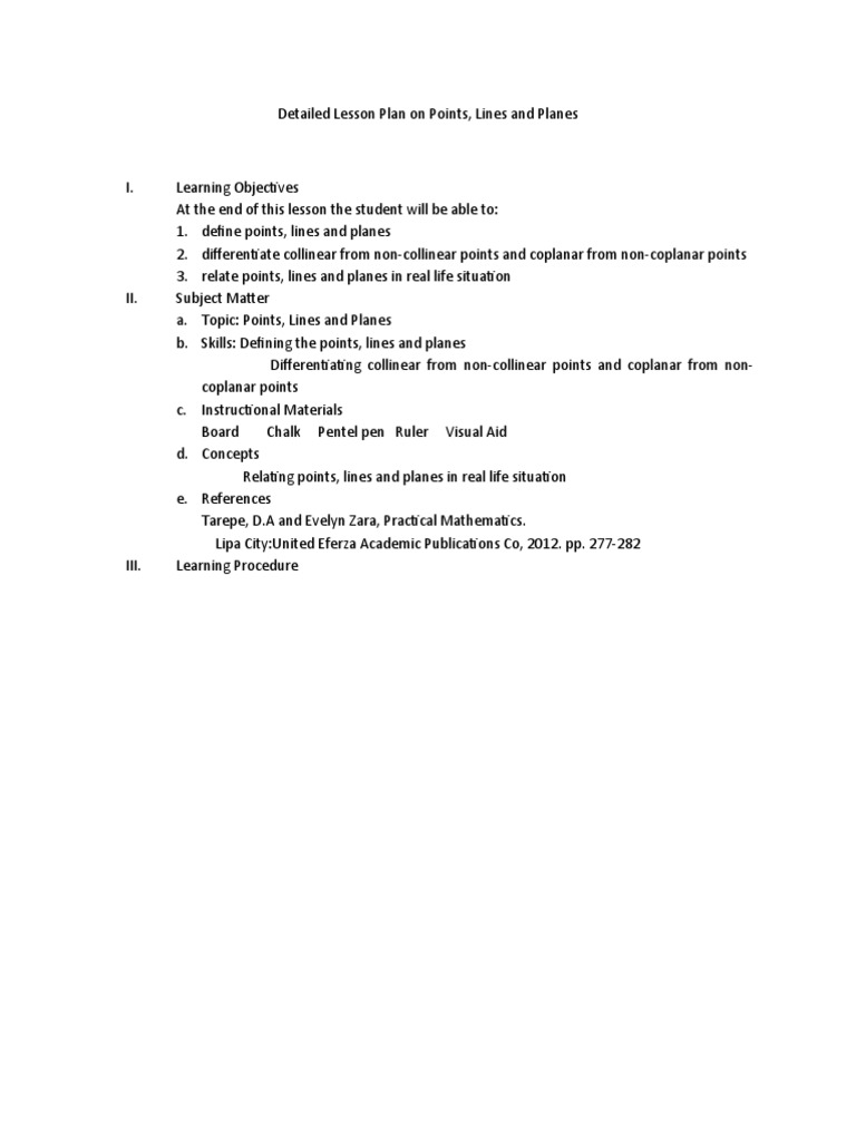 Geometry Basics for Students | PDF | Lesson Plan | Plane (Geometry)