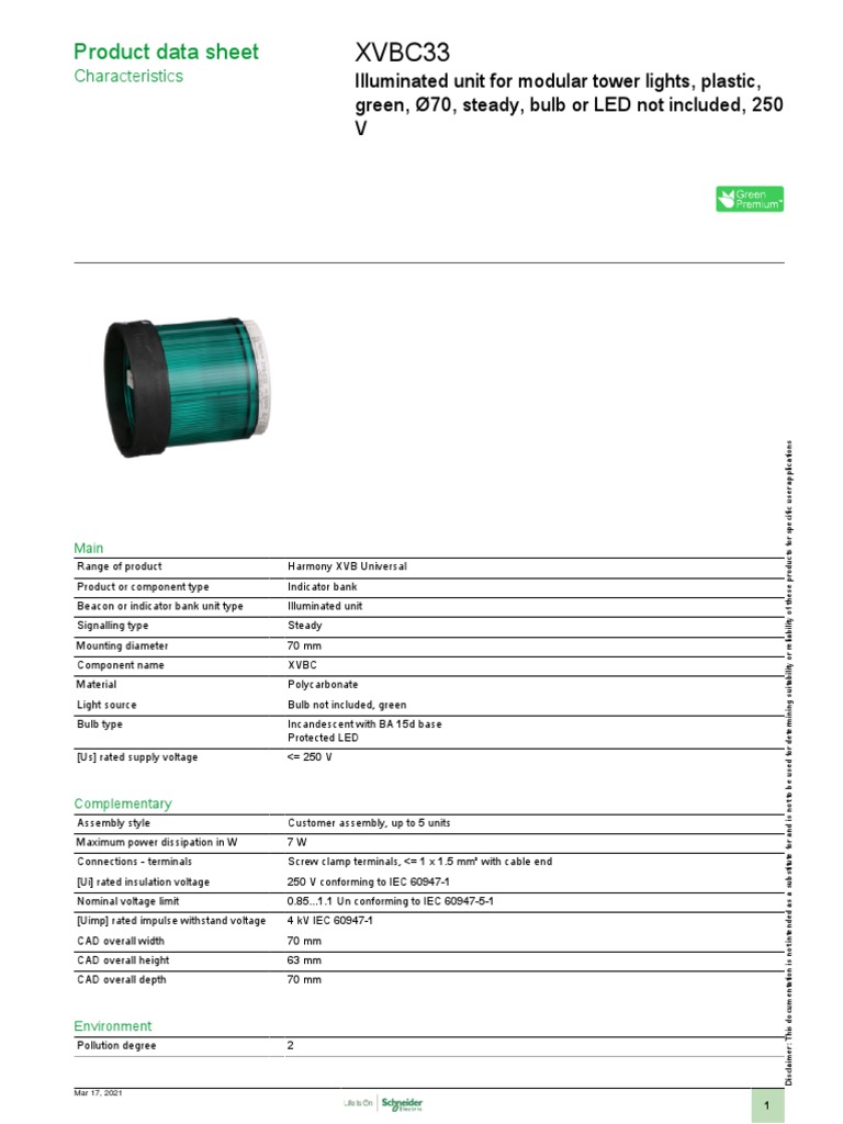 XVBC33: Product Data Sheet | PDF | Equipment | Electrical Components