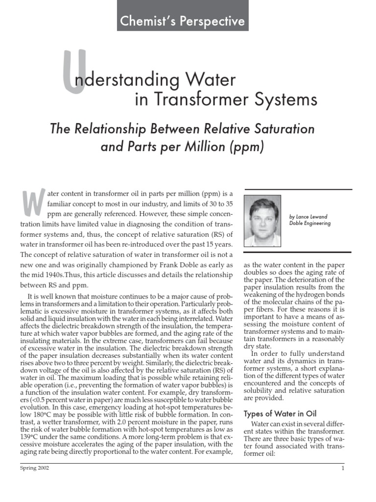 Understanding Water in Transformer Systems | PDF | Solubility ...