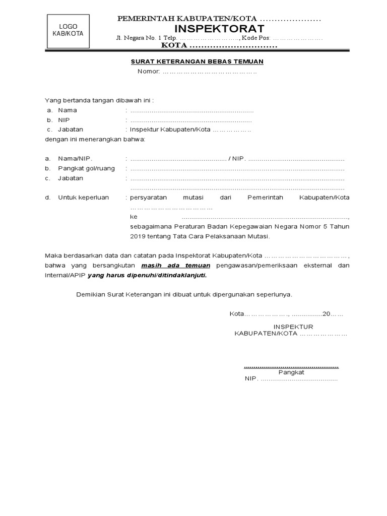 Surat Keterangan Bebas Temuan 1 (OPERATORSEKOLAHDBN - COM) | PDF