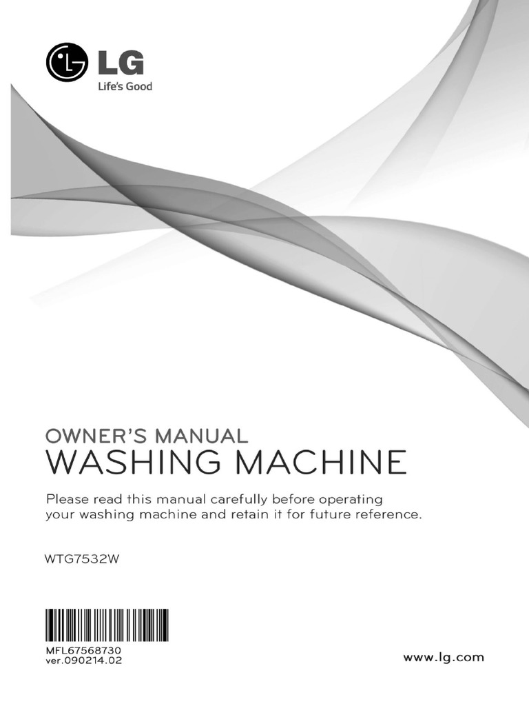 7.5kg Top Load LG Washing Machine WTG7532W User Manual | PDF