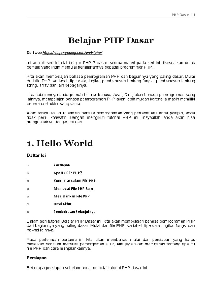Belajar Dasar PHP: Memahami Tipe Data dan Variabel | PDF