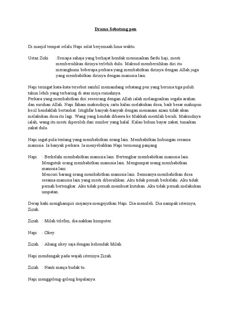 Drama - Sebatang Pen Wan Daniel 3k4 | PDF