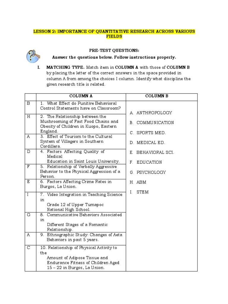 Pre Test Importance of Quantitative Research Across Various Fields ...