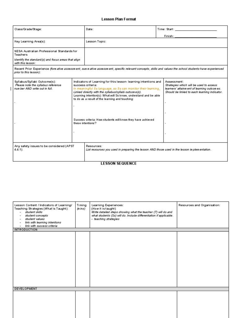 Lesson Plan Format: in Meaningful Ss Language, So Ss Can Monitor Their ...