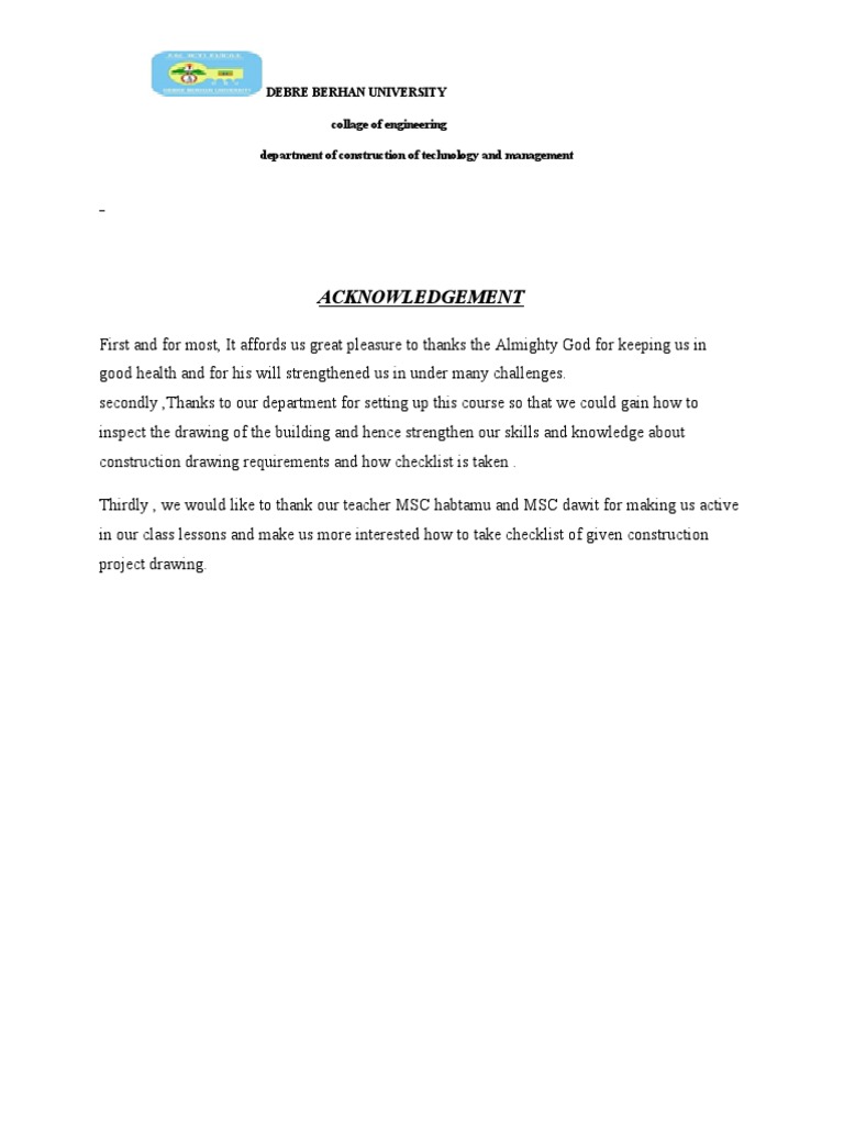 Assessment of Construction Drawings Through Design Review Checklist at ...